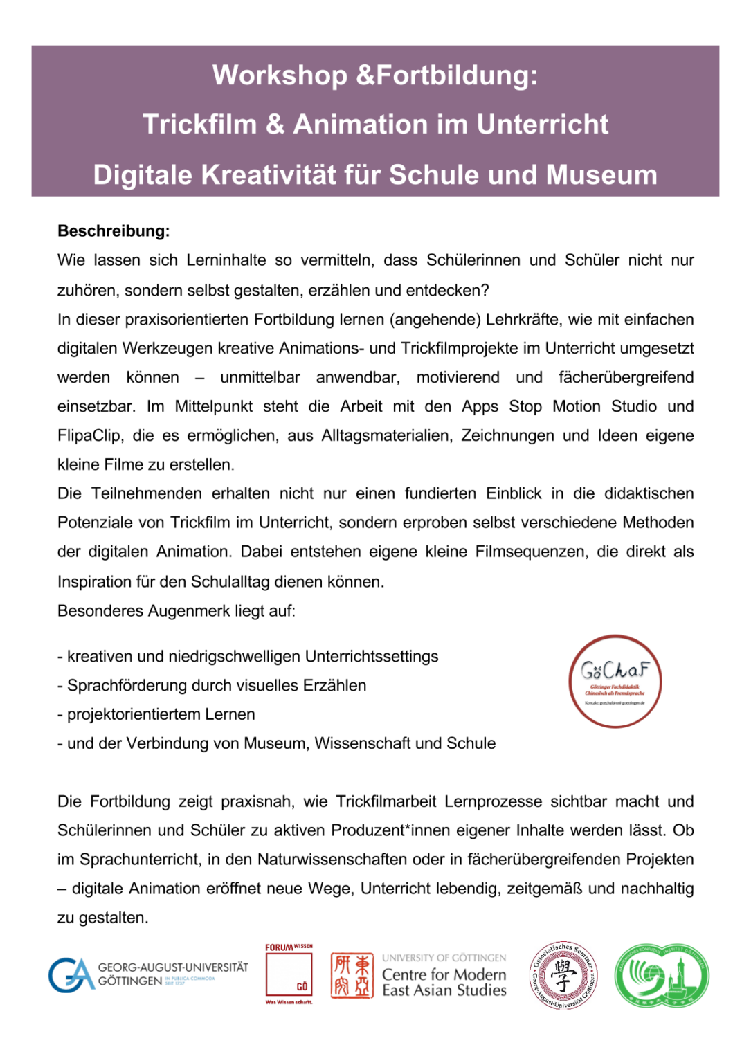 Workshop: Trickfilm & Animation im Unterricht: Digitale Kreativität für ...